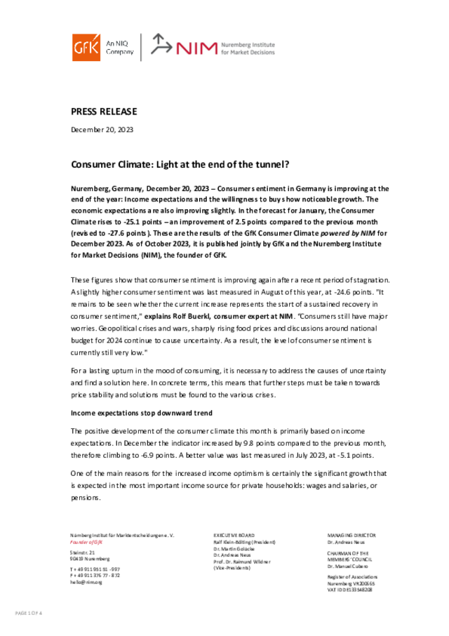 Consumer Climate: Light at the end of the tunnel? | NIM